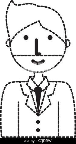 flat line uncolored man sticker over white background vector ...