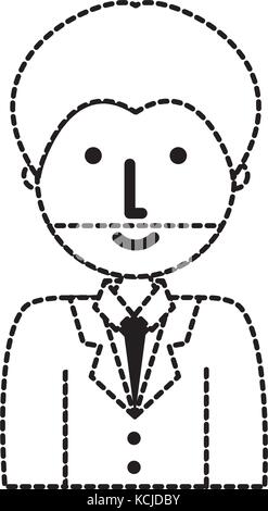 flat line uncolored man sticker over white background vector ...