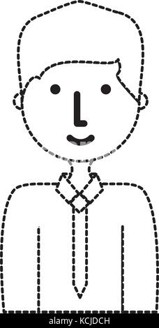 flat line uncolored man sticker over white background vector ...