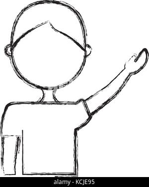 flat line uncolored face boy sticker over white background vector ...