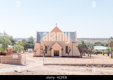 STAMPRIET, NAMIBIA - JULY 5, 2017: The C15-road becomes a gravel road ...