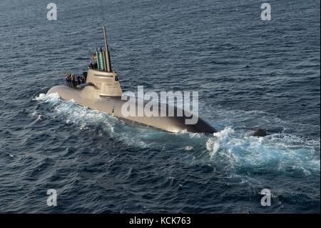 German Navy Type 212A submarine U-31 surfaces during exercise Baltic ...