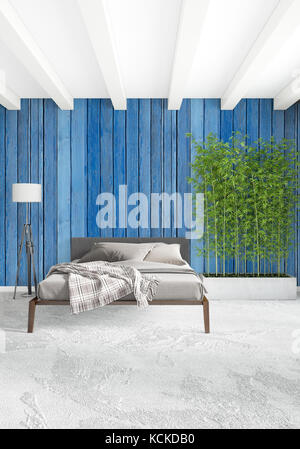 Vertical Bedroom Minimal or Loft style Interior Design. 3D Rendering ...
