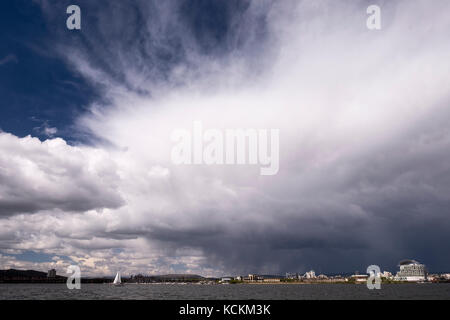 Cardiff during a storm seen from Cardiff Bay Stock Photo - Alamy