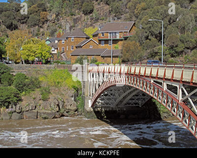Steel bridge over the River Esk at Ruswarp showing riveted construction ...