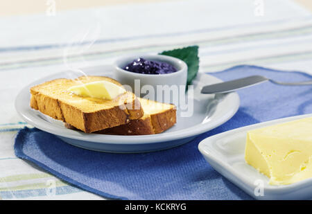 Breakfast toast with small butter and jam in Zicatela Puerto Escondido ...