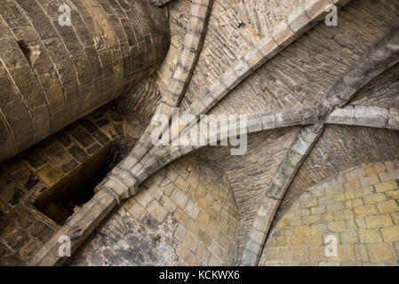 Vaulted ceiling in the dungeon of Richmond Castle in North Yorkshire ...