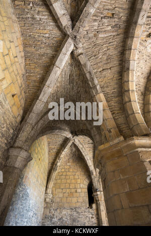 Vaulted ceiling in the dungeon of Richmond Castle in North Yorkshire ...