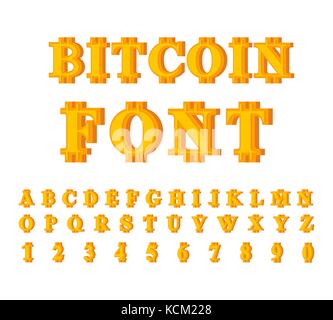 Bitcoin font. Cryptocurrency alphabet. Web money letter. Vector ...