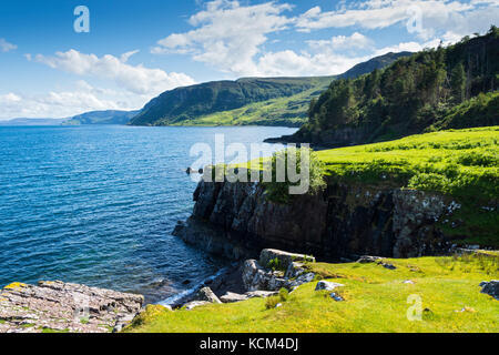 The east coast of Raasay from Brochel Castle on the Isle of Raasay ...