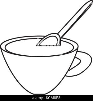 Flat line uncolored cup over white background vector illustration Stock ...