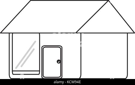 flat line uncolored house over white background vector illustration ...