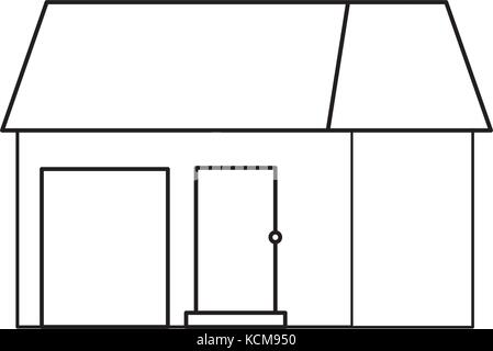 flat line uncolored house over white background vector illustration ...