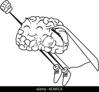 Funny superhero brain cartoon Stock Vector Art & Illustration, Vector ...
