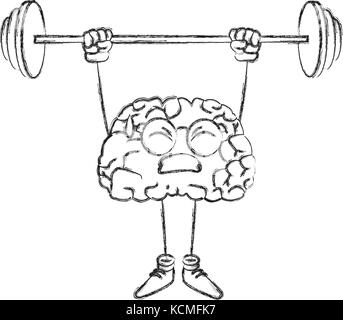 Cute brain cartoon doing exercise Stock Vector Image & Art - Alamy