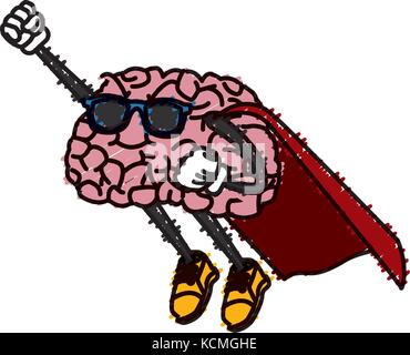 Funny superhero brain cartoon scribble Stock Vector Image & Art - Alamy