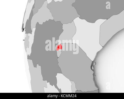 Rwanda highlighted on grey 3D model of political globe with transparent ...