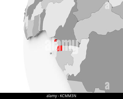 Equatorial Guinea highlighted on grey 3D model of political globe with ...