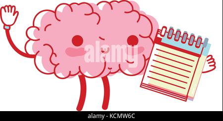 kawaii happy brain with notebook tool Stock Vector Image & Art - Alamy