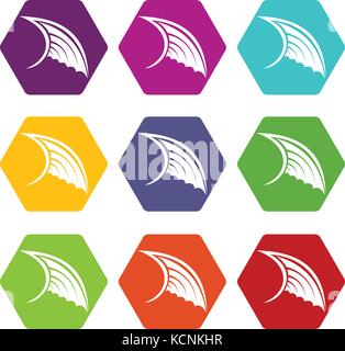 Wing icon set color hexahedron Stock Vector Image & Art - Alamy