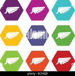 Wing icon set color hexahedron Stock Vector Image & Art - Alamy