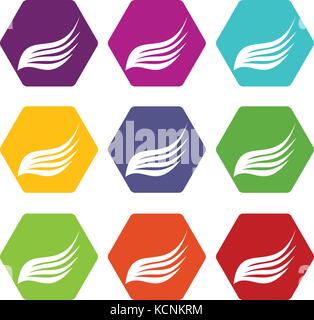 Wing icon set color hexahedron Stock Vector Image & Art - Alamy