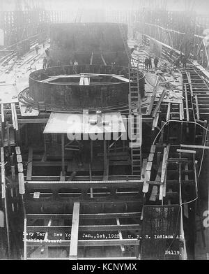 A view from forward, looking aft, of the interior ramp construction on ...