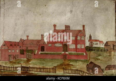 . English: Drawing of Greenham Manor House, circa 1700. circa 1700 591 ...