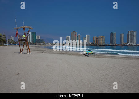 Cavancha Beach in the coastal city of Iquique in the Tarapaca Region of ...