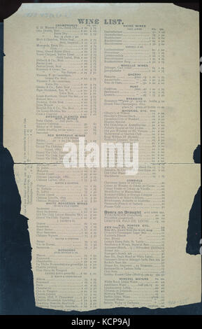The daily menu held at Shanley’s Restaurant in New York reflects the ...