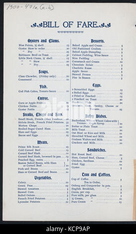 The Bill of Fare for a cafeteria lunch held at 57 Broad Street, New ...