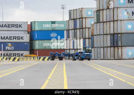 Gdansk, Poland. 07th Oct, 2017. The MAFI container trailer going in ...