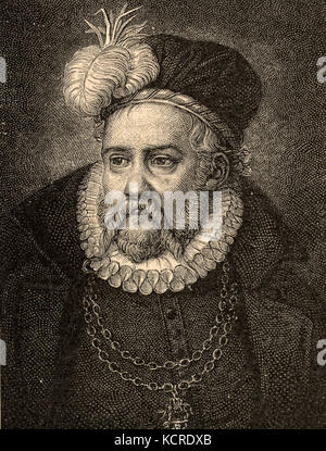 This portrait of Tycho Brahe, the famous Danish astronomer, depicts him ...