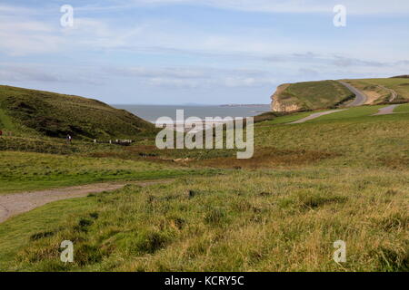 The rolling hills surrounding Dunraven Bay in Southerndown with many ...