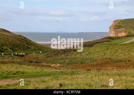 The rolling hills surrounding Dunraven Bay in Southerndown with many ...