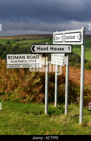 Signpost to an ancient Roman road on Wheeldale Moor Stock Photo - Alamy
