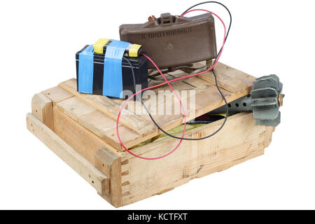 IED (improvised explosive device) with with anti-personnel mine. Text ...