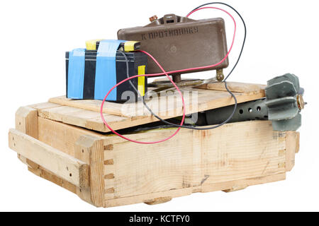 IED (improvised explosive device) with with anti-personnel mine. Text ...