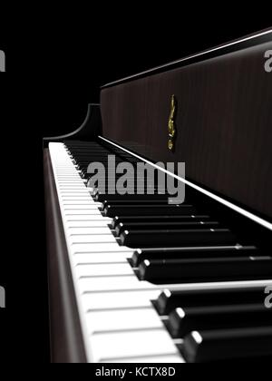 Piano keys with dark background, 3d rendering. Computer digital drawing ...