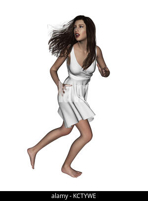 3d illustration of Scared woman running away,Concept and ideas ...