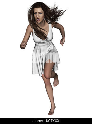 3d illustration of Scared woman running away,Concept and ideas ...