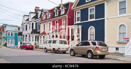 Colorful jelly bean row houses, Gower Street, St. John's Stock Photo ...