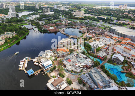 Aerial view of Disney Springs theme park, Orlando, Florida, USA Stock ...