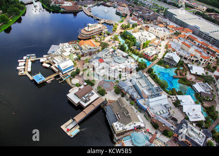 Aerial view of Disney Springs theme park, Orlando, Florida, USA Stock ...