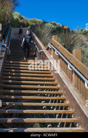 Stairs leading down to Swami's Beach. Encinitas, California, USA Stock ...