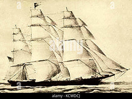 1800s 19th CENTURY AMERICAN CLIPPER SHIP UNDER SAIL CURRIER & IVES ...