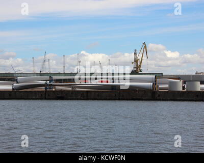 Large Windmill Wings at Harbor Pier Ready for Shipment Stock Photo - Alamy