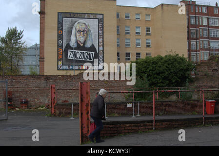 Billy Connolly - a 75th birthday mural on the wall of the Hootenanny ...