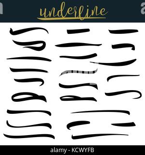 Set of underlines lettering lines, vector illustration Handwritten Mark ...