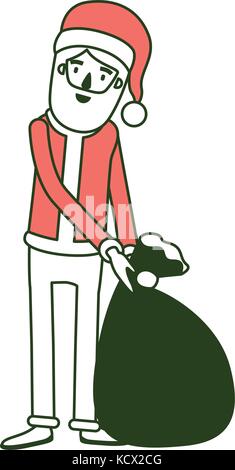 Cartoon illustration of a Santa Claus dragging his gift sack Stock ...